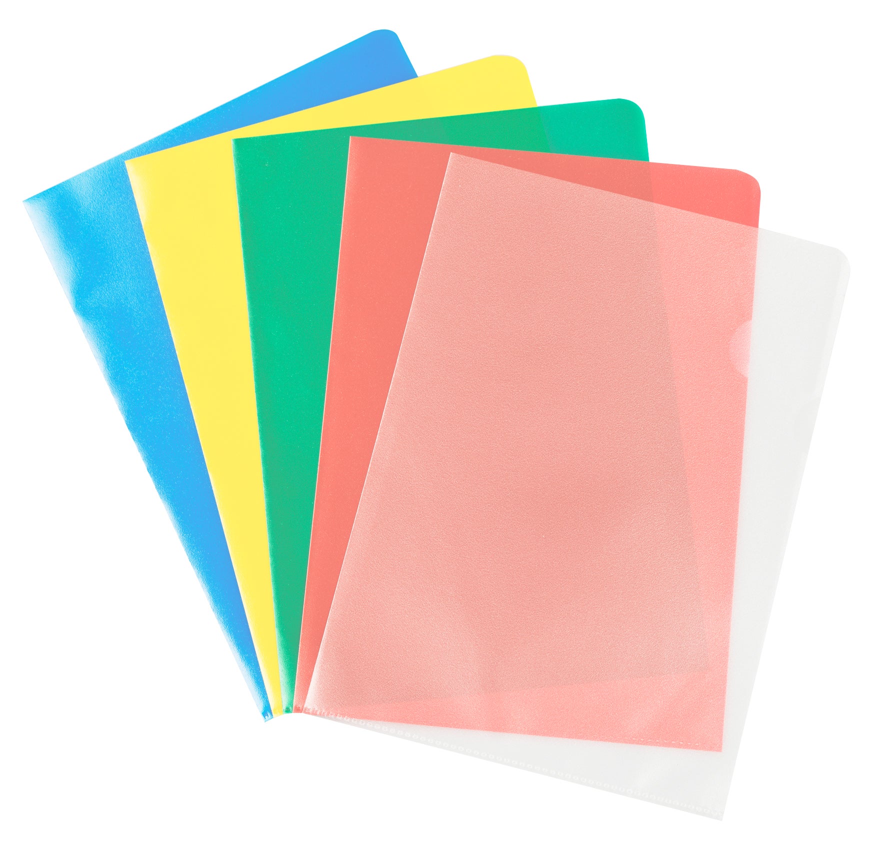 Mapp A4 PP 0,12 sorterade färger - transparent, blå, grön, gul, röd 10/fp