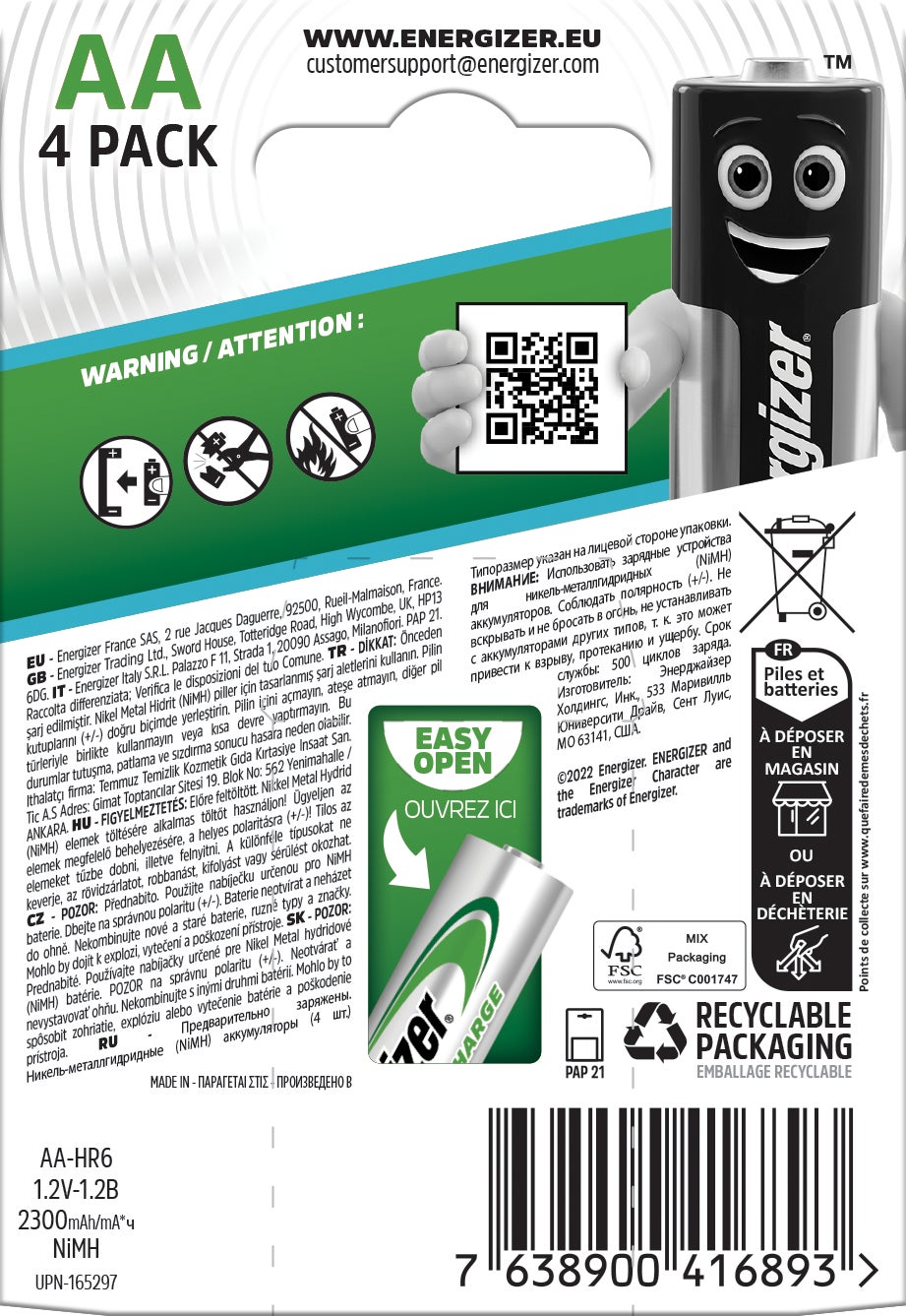 Energizer Extreme Laddningsbara Batterier AA 4-pack 2300 mAH