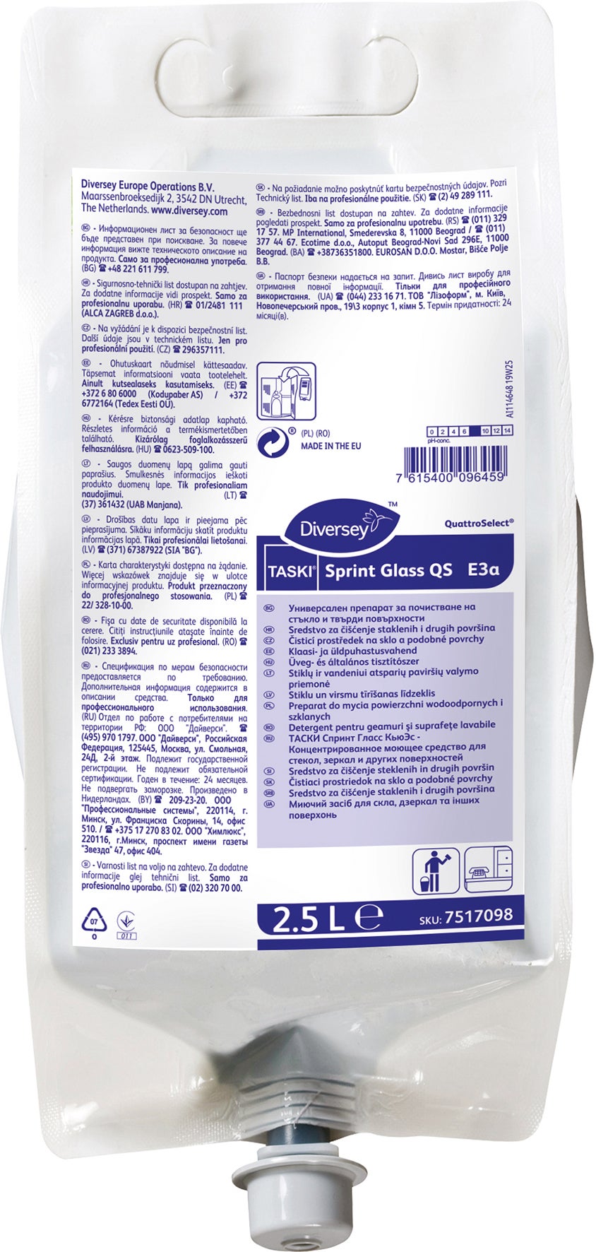 Glasrengöringsmedel Sprint Glass QS 2,5 liter